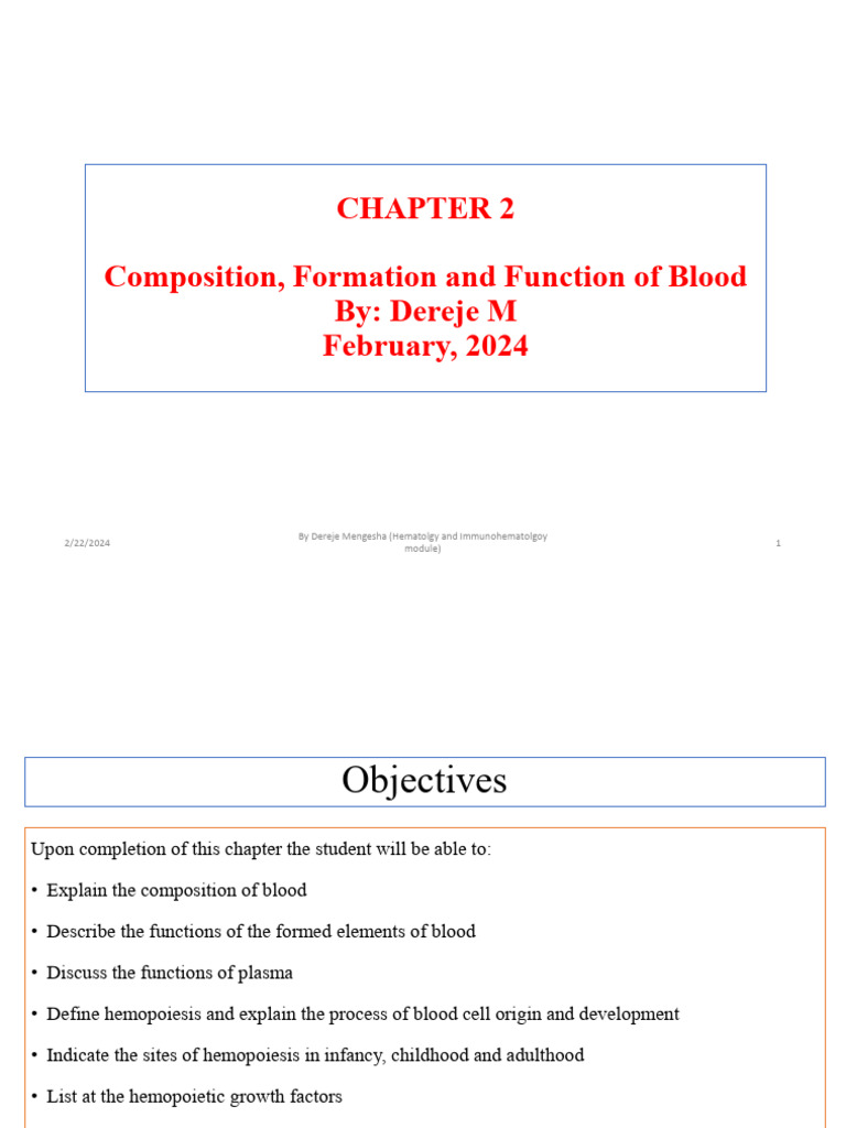 Hema Chapter 2 | PDF | Haematopoiesis | Blood