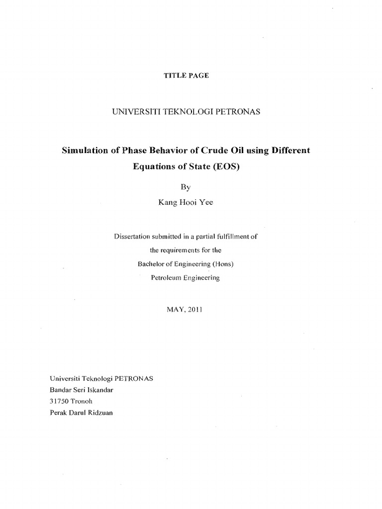 Crude Oil Phase Behavior Simulation | PDF | Petroleum Reservoir ...