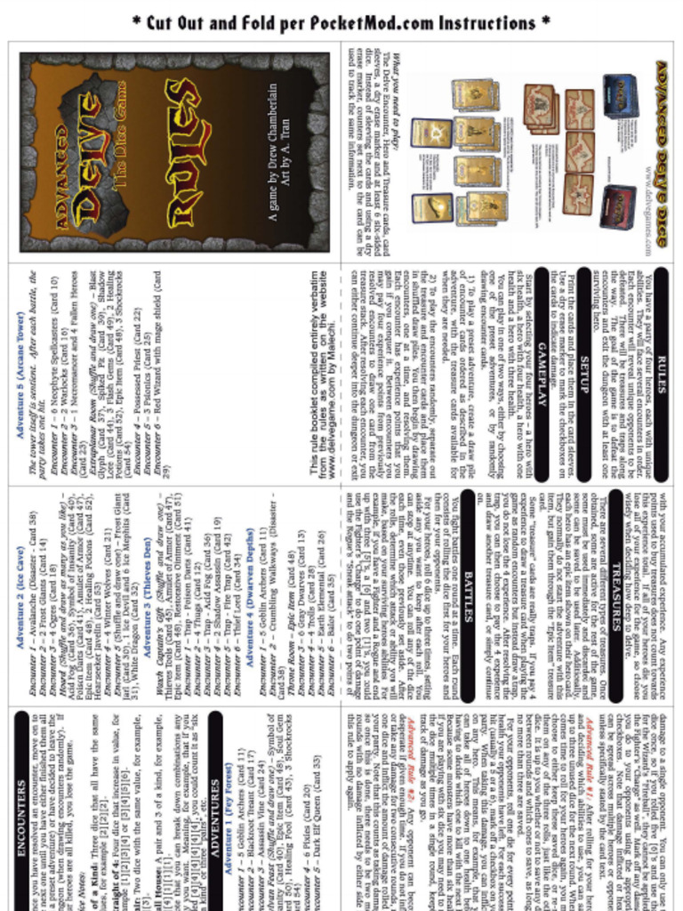 Advenced Delve The Dice Game - Rules | PDF | Dice | Tabletop Games