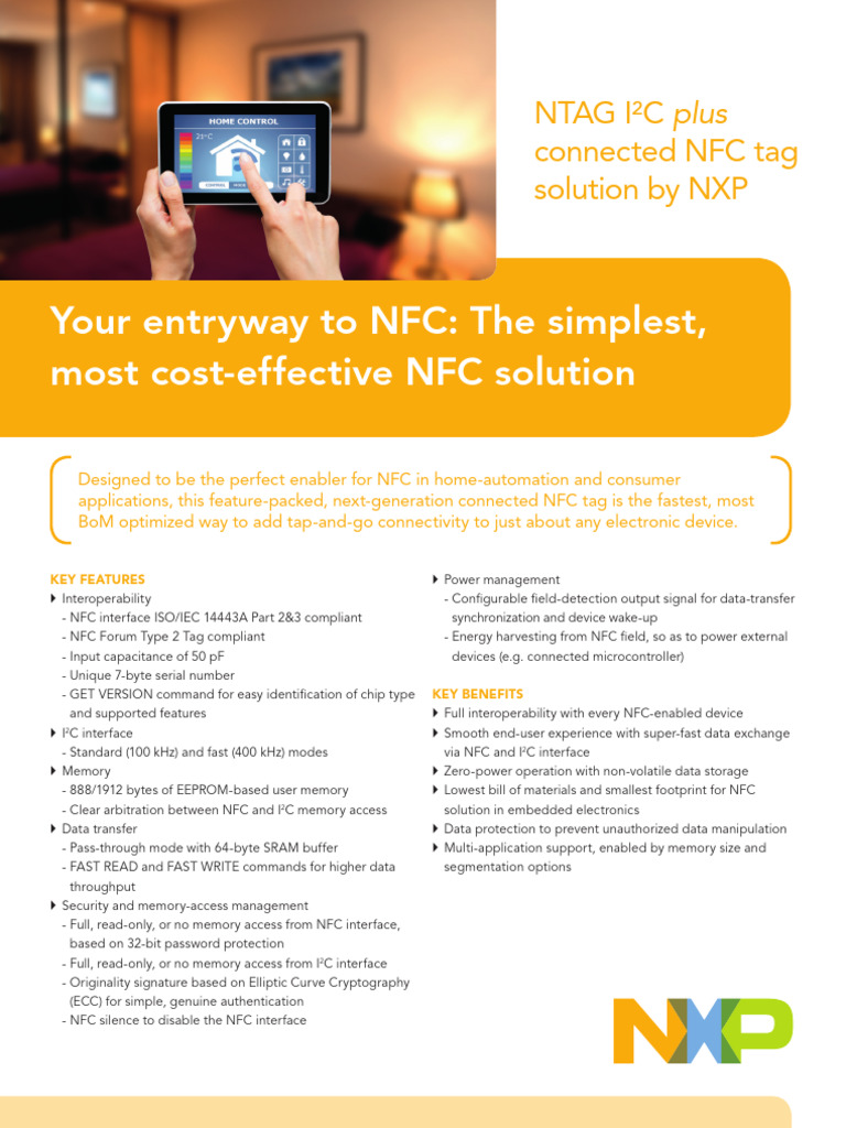 NTAG I2C Plus Brochure | PDF | Computer Memory | Information And Communications Technology