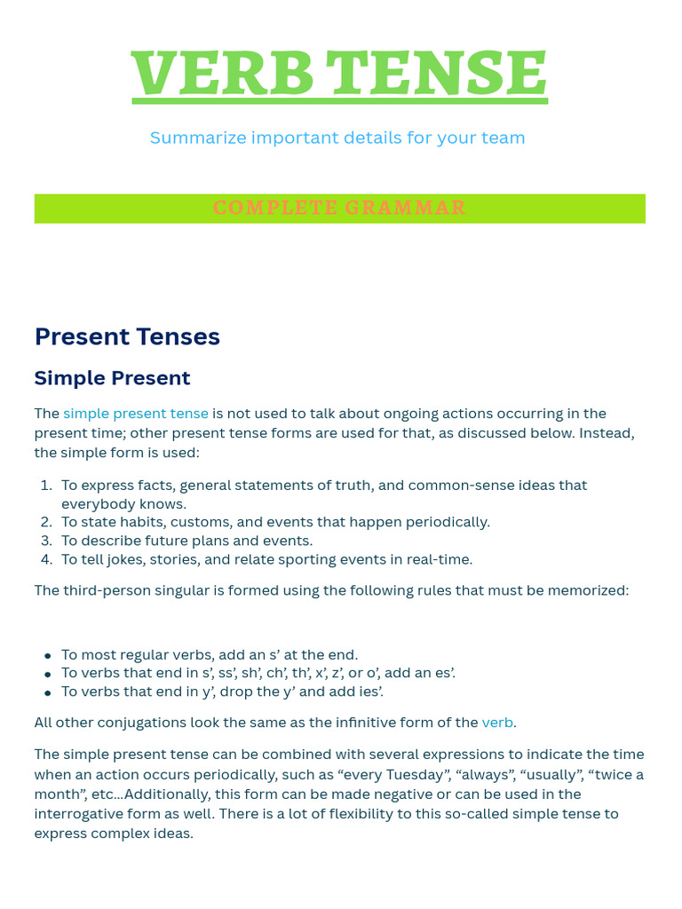 Tense | PDF | Grammatical Tense | Verb