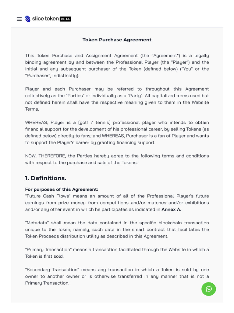 Token Holder's Agreement - Slice Token | PDF | Arbitration | Cryptocurrency