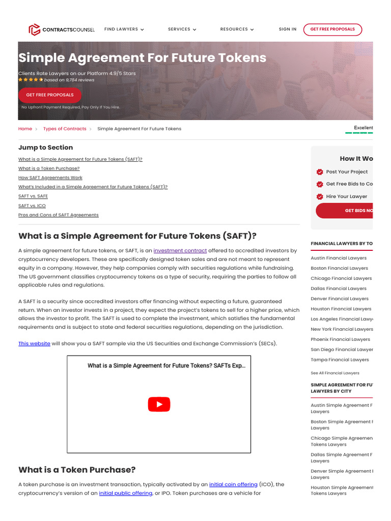 SAFT: Future Tokens Investment Guide | PDF | Cryptocurrency | Valuation (Finance)