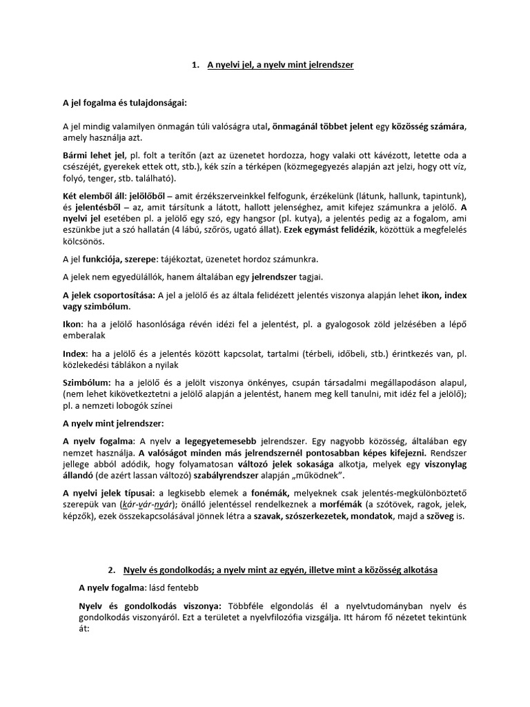 A Nyelvi Jel | PDF