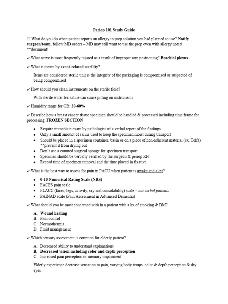 Periop 101 Study Guide #2 | PDF | Wound Healing | Medical Specialties