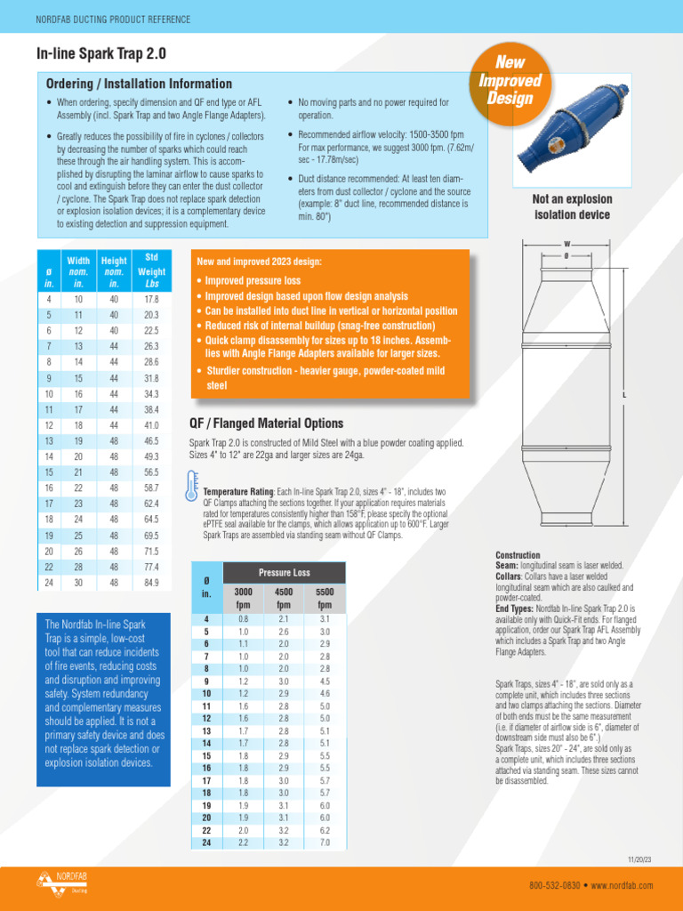 Nordfab In-Line Spark Trap-3 | Download Free PDF | Duct (Flow ...