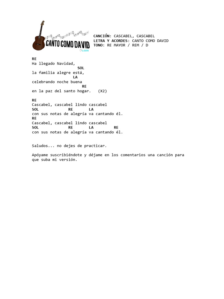 Cascabel, Cascabel - Letra y Acordes (Tutorial Guitarra) Villancico ...