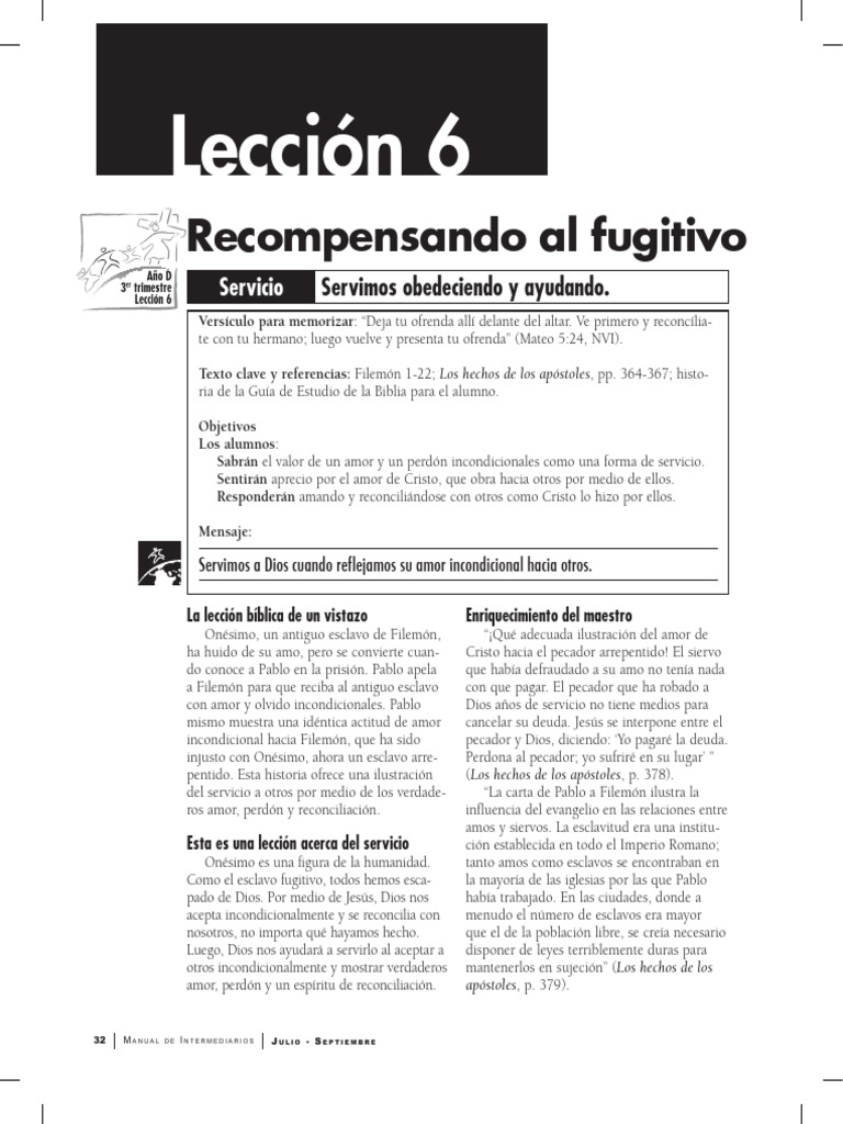 Leccion 6 | PDF | Epístola a Filemón | Amor