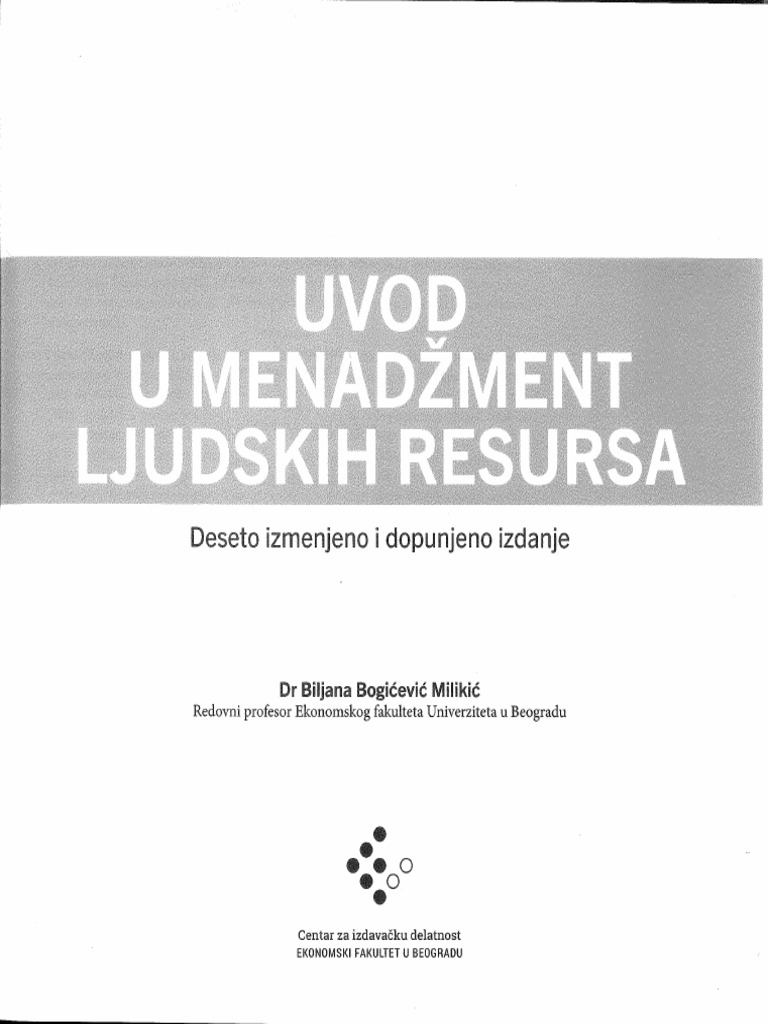 Bogicevic Milikic - Uvod U Menadzment Ljudskih Resursa - 2020 - Tekstualni | PDF