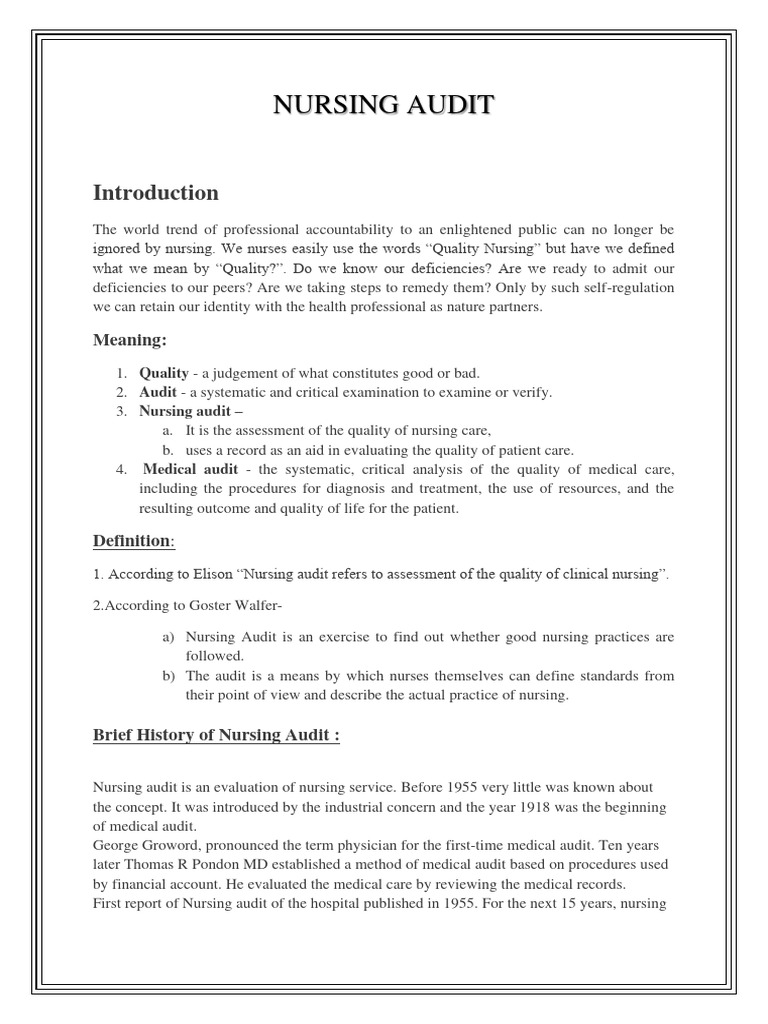 Nursing Audit | PDF | Audit | Nursing