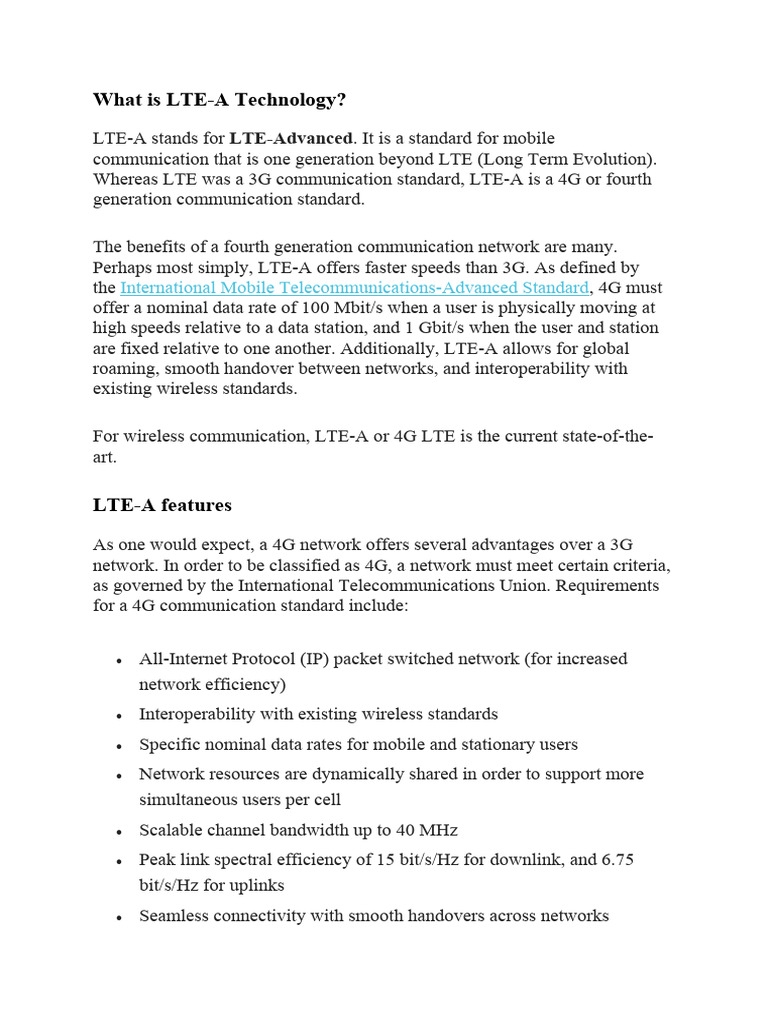 What Is LTE | PDF | 4 G | Lte Advanced