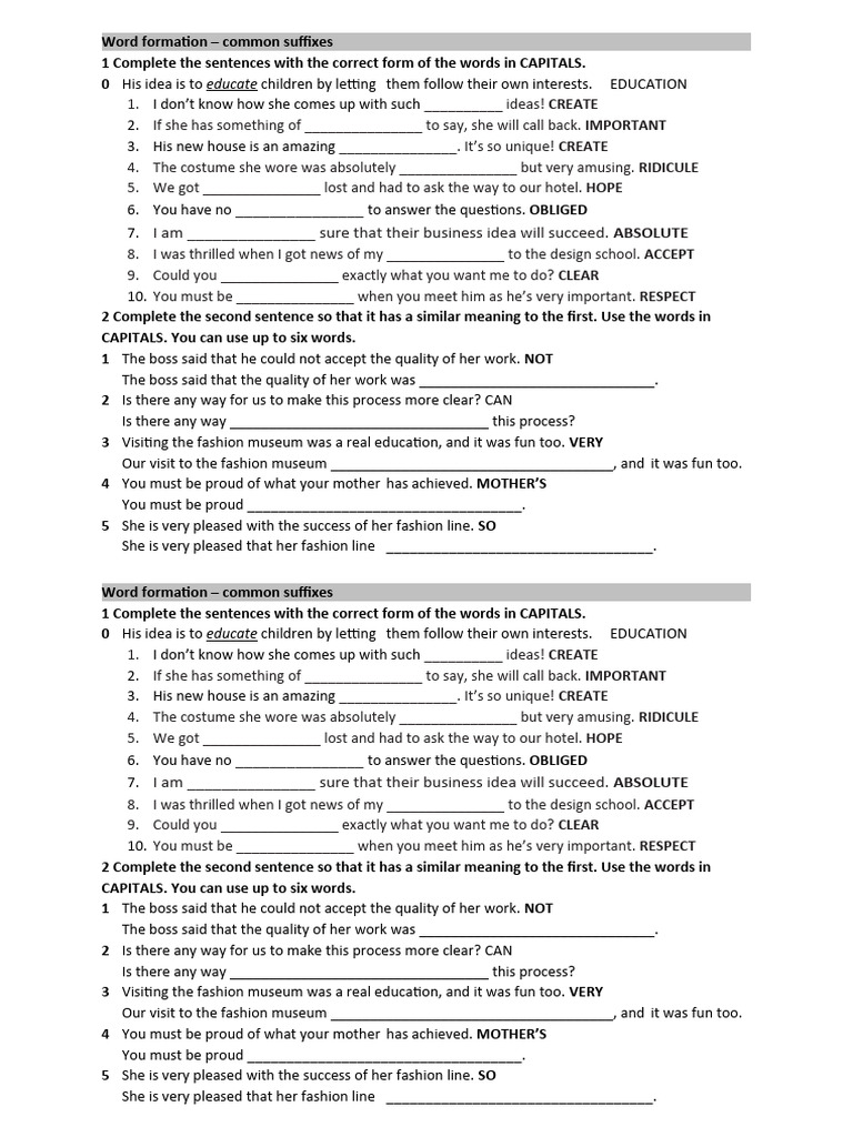 Common Suffixes Test | PDF
