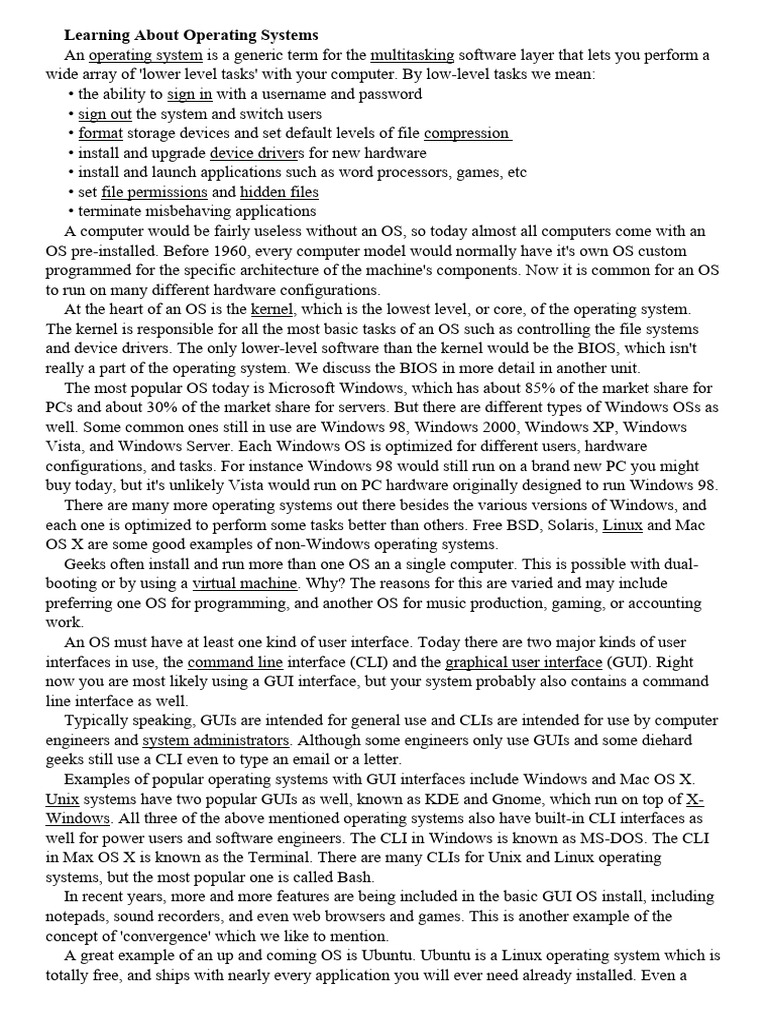 Learning About Operating Systems | PDF | Operating System | Graphical User Interfaces