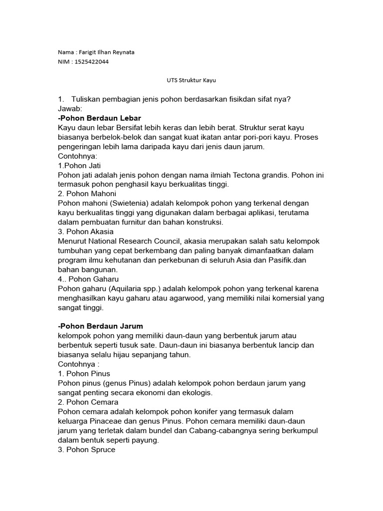 UTS Struktur Kayu - Farigit Ilhan Reynata - 1525422044 | PDF | Griya ...