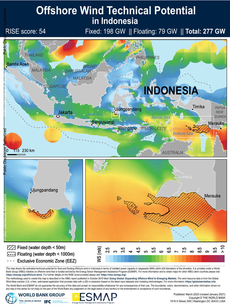 Technical Potential For Offshore Wind in Indonesia Map | PDF ...