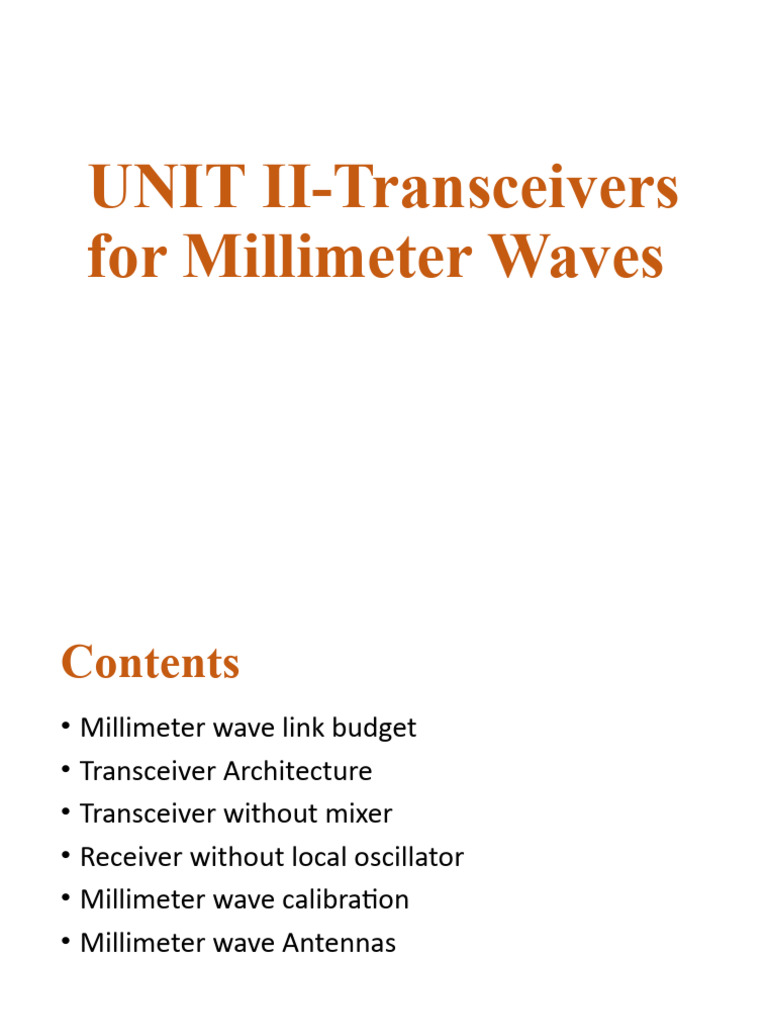 Millimeter Wave Transceiver Architectures | PDF | Extremely High ...