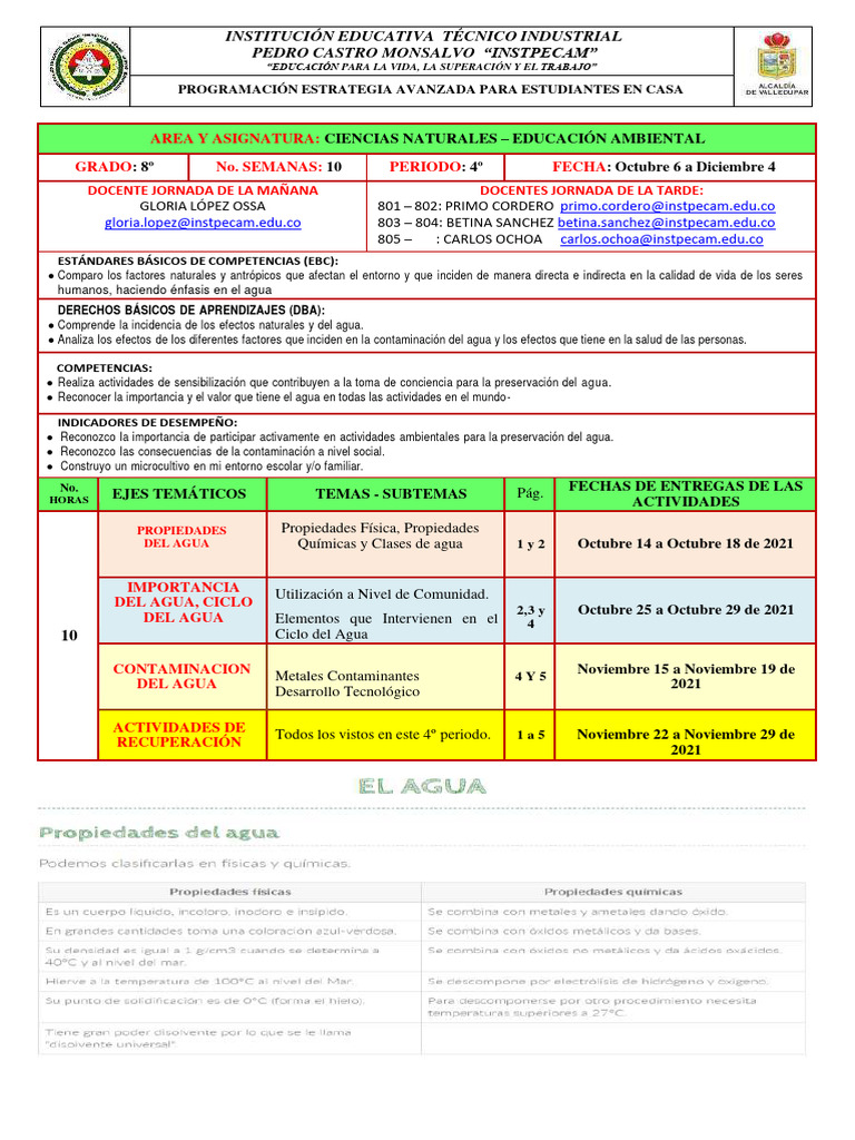 01 Guia Ciencias Naturales - Edu Ambiental 8° | PDF | Agua | Entorno natural
