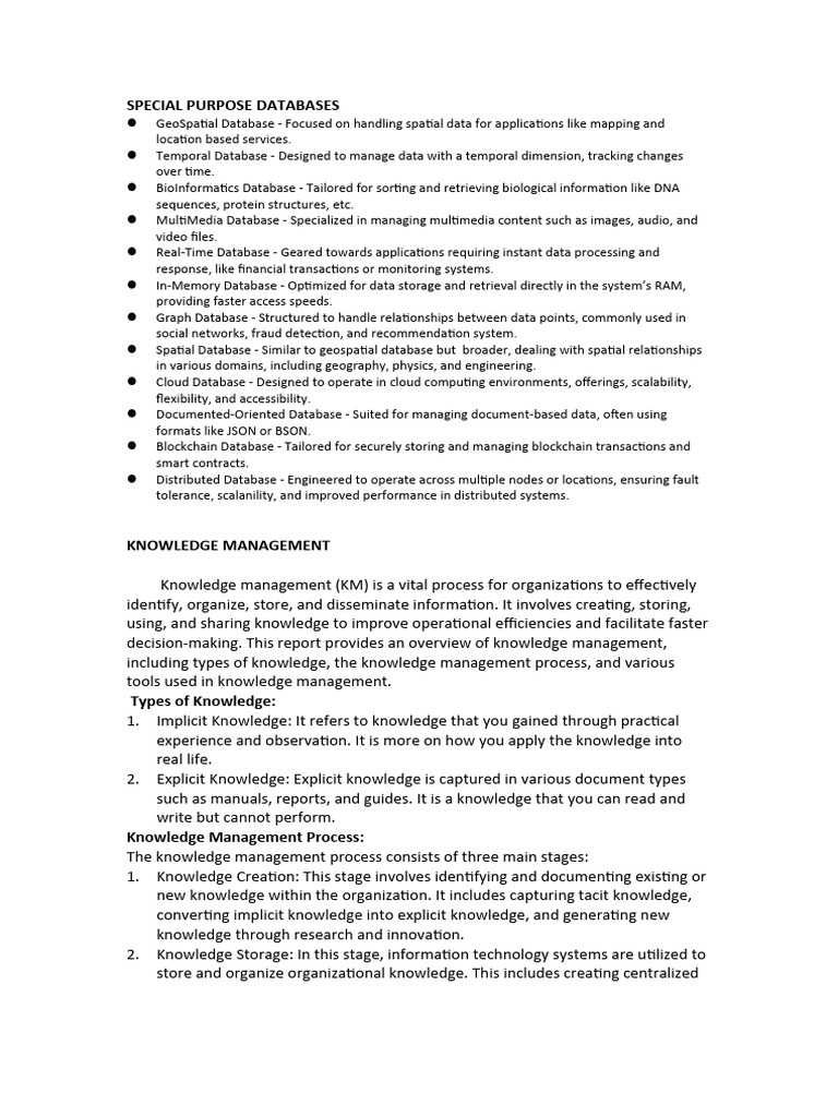 Special Purpose Databases | PDF | Knowledge Management | Databases