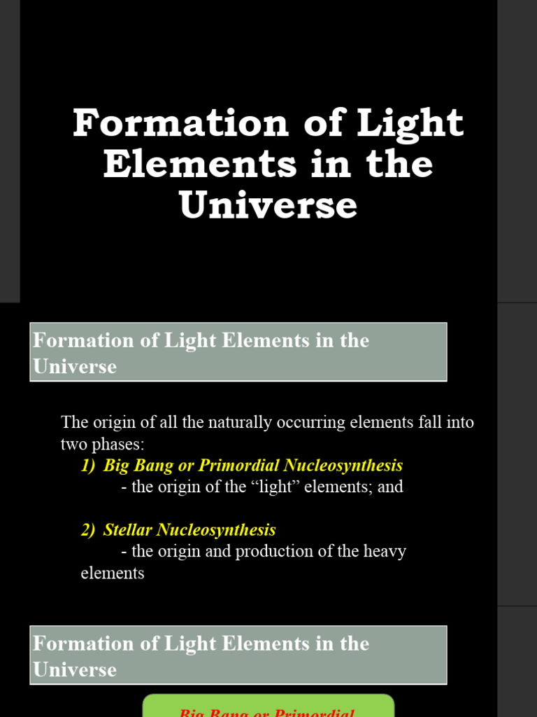 Formation of Light Elements in The Universe | PDF | Chemical Elements ...