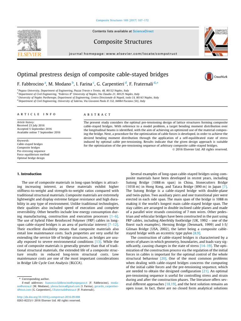 Optimal Prestress Design of Composite Cable-Stayed Bridges | PDF ...