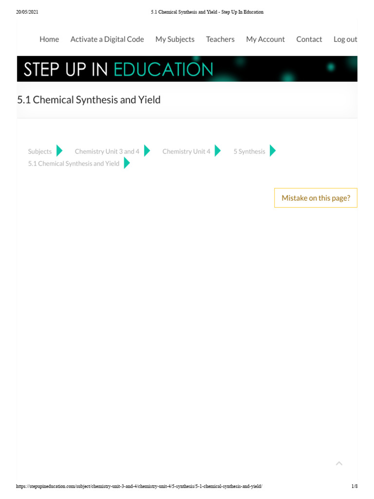 Chemical Synthesis and Yield - Solutions | PDF | Organic Chemistry ...