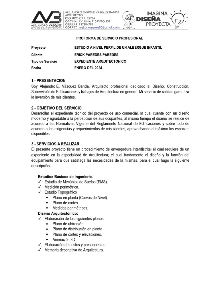 Proforma Erick Paredes | PDF | Diseño | Arquitecto