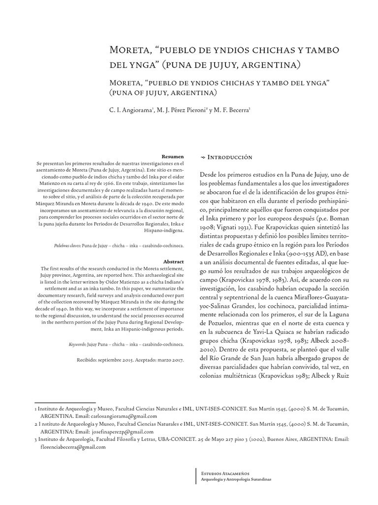 Moreta Pueblo de Yndios Chichas y Tambo | PDF | Cerámica | Imperio Inca