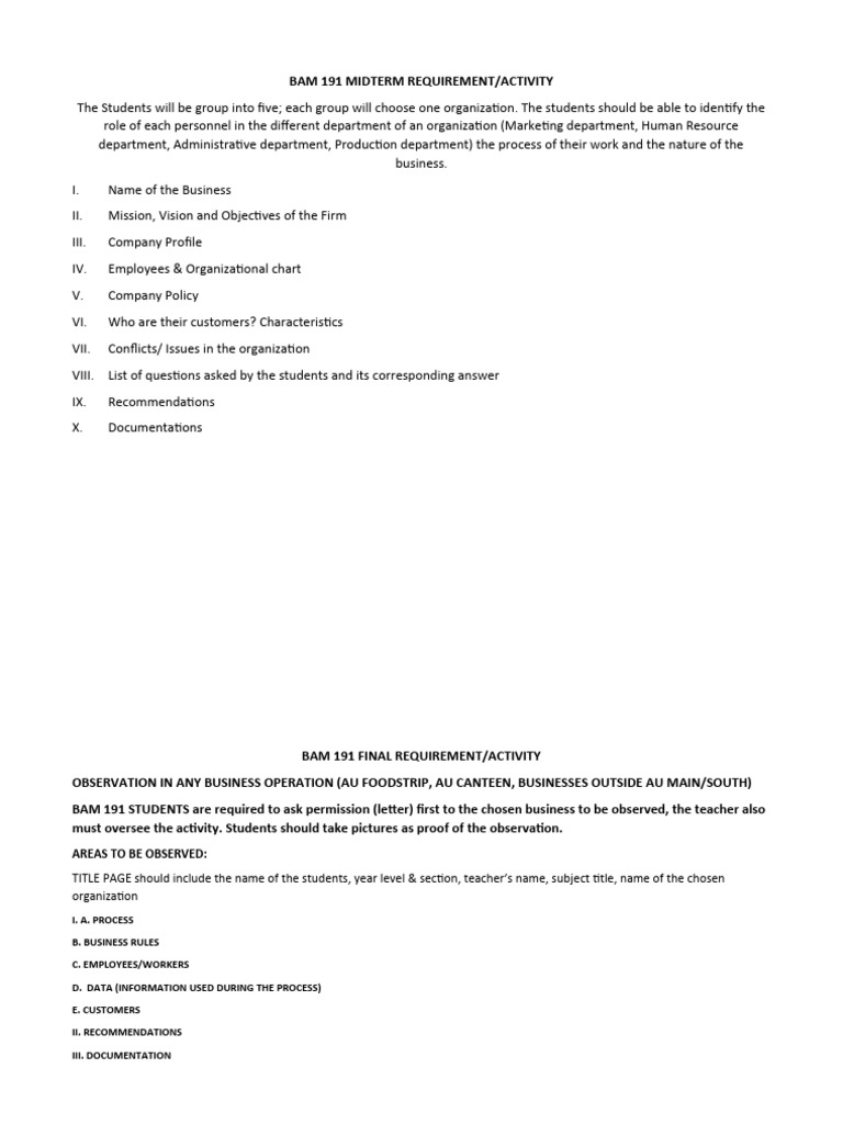 Business Observation Activity | PDF