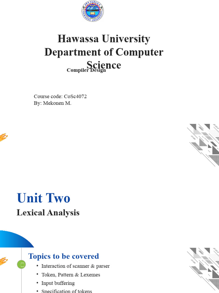 Unit 2 - Lexical Anlaysis | PDF | Computer Science | String (Computer Science)