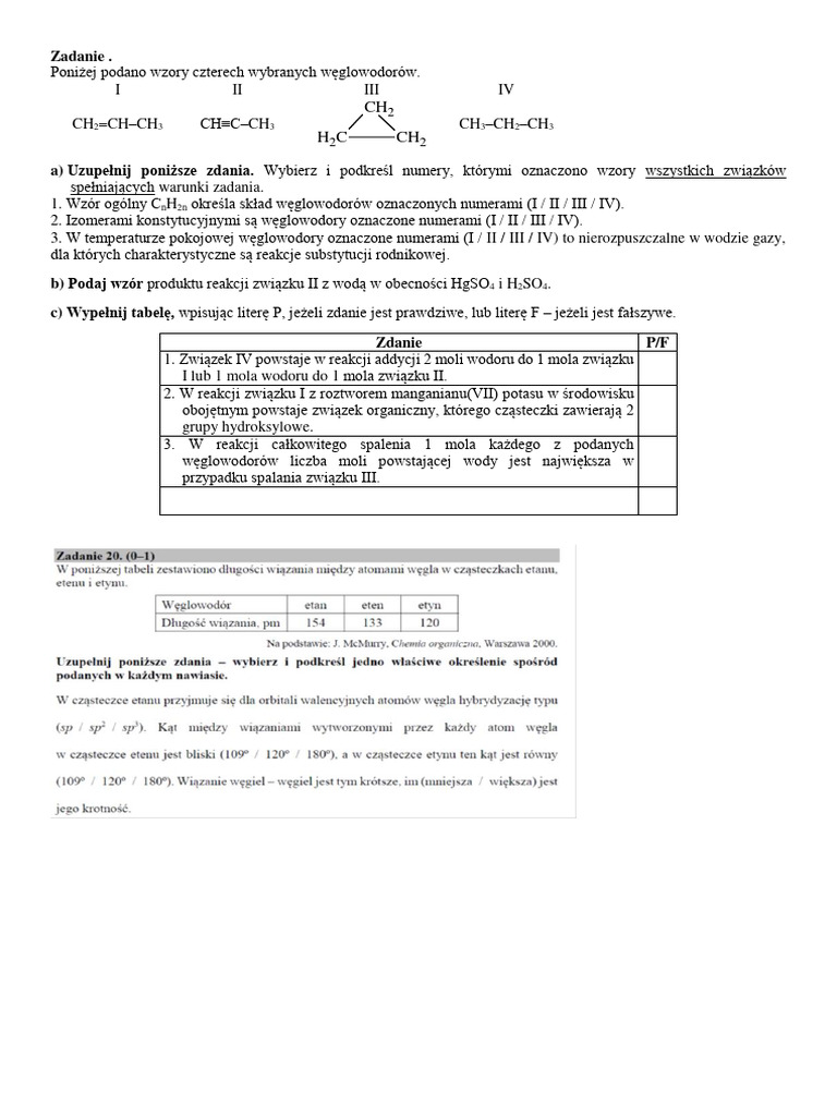 Zadania Areny I Alkiny1. | PDF