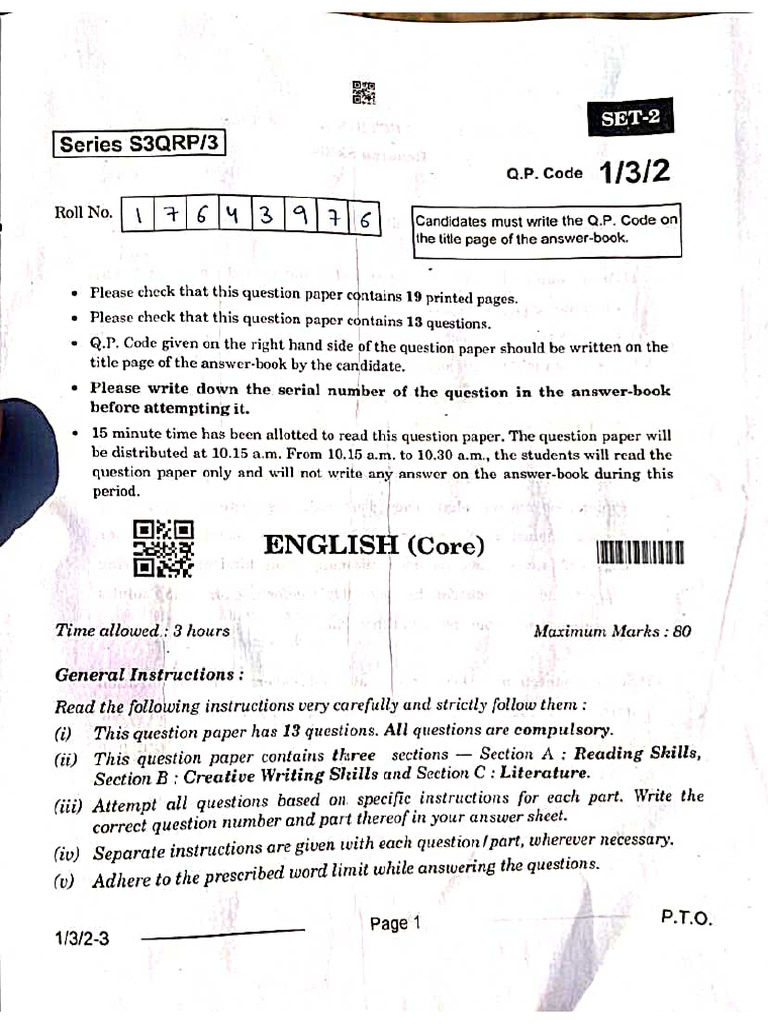 Cbse 12th English Set 2 | PDF