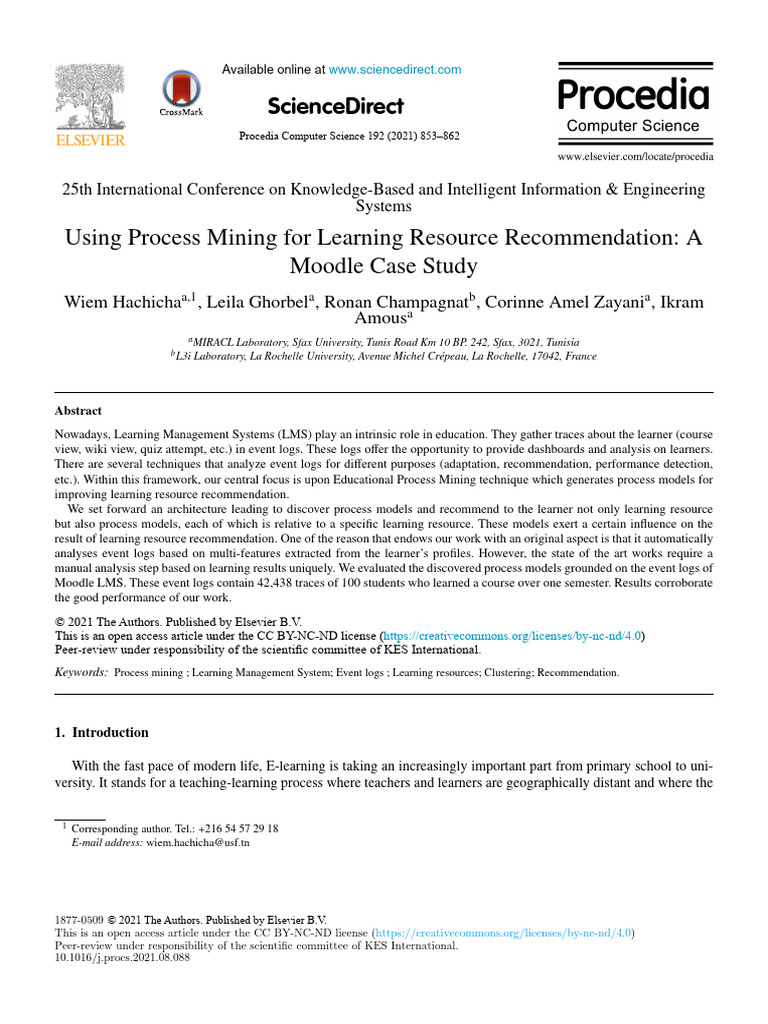 Using Process Mining For Learning Resource Recommendation A Moodle Case Study | Download Free ...