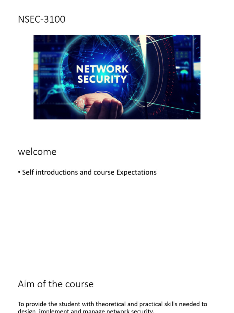 NSEC-3100.pdf-lecture 1 | PDF | Information Security | Computer Network