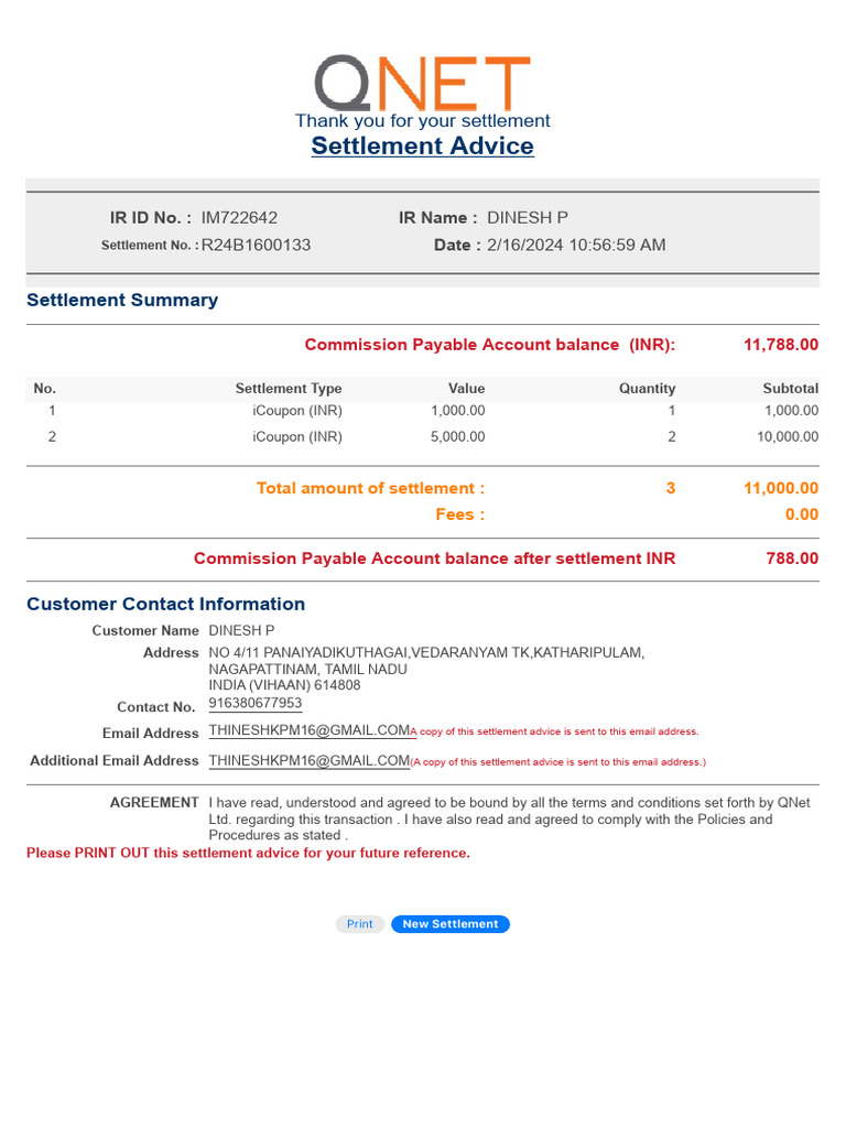 Settlement Summary | PDF