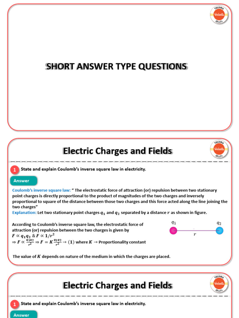 Electric Charges and Fields IPE 4M Questions | PDF | Electrical ...