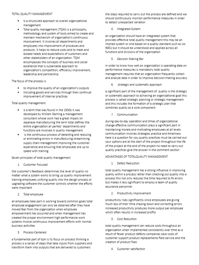Total Quality Management | PDF | Quality Management | Quality (Business)