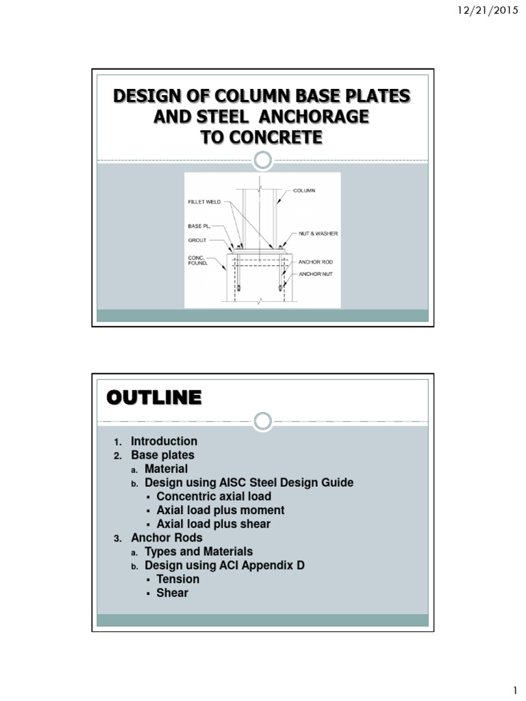 Aisc Design Guide Xx Design Of Column Base Plates And Steel Anchorage To Concrete 2015 Pdf 