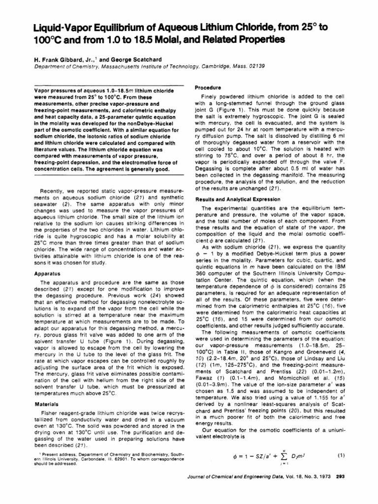 Chemistry of Lithium Chloride Solutions | PDF | Chemistry | Physical ...