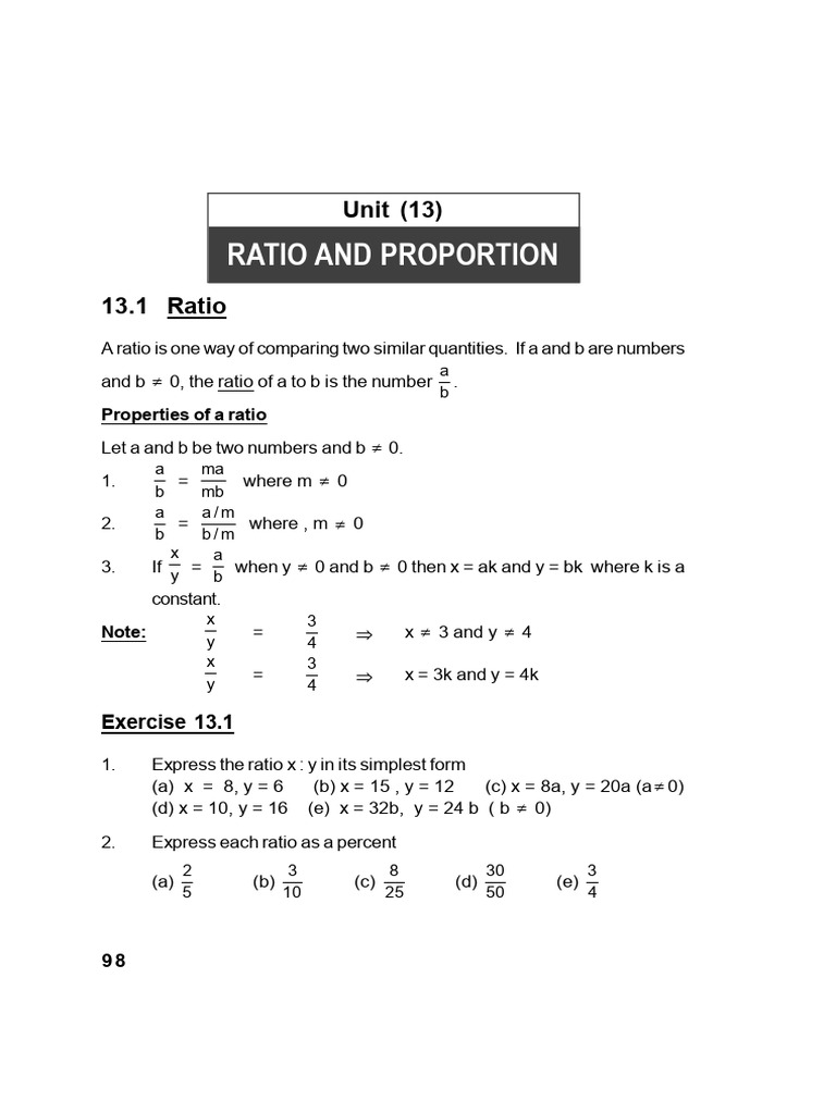 S1 Unit 13 | PDF | Ratio | Angle