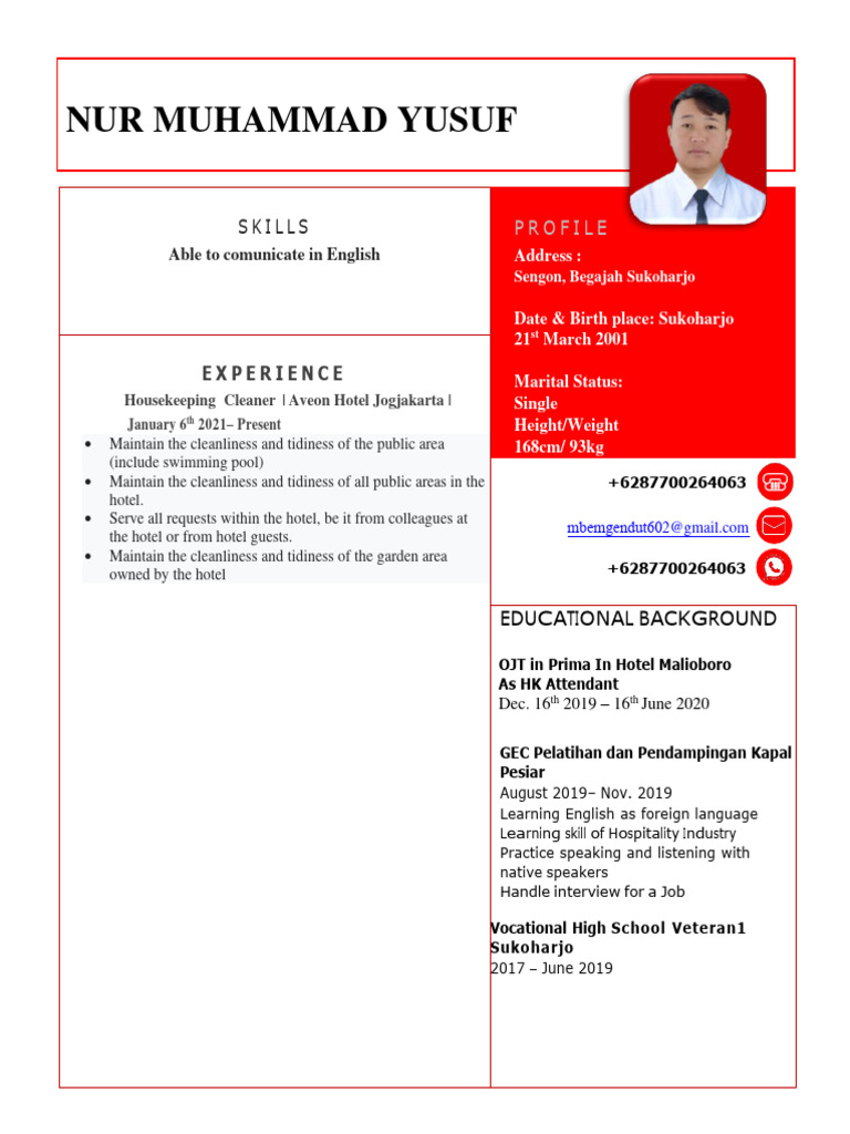 CV Nur Muhammad Yusuf - HK | PDF