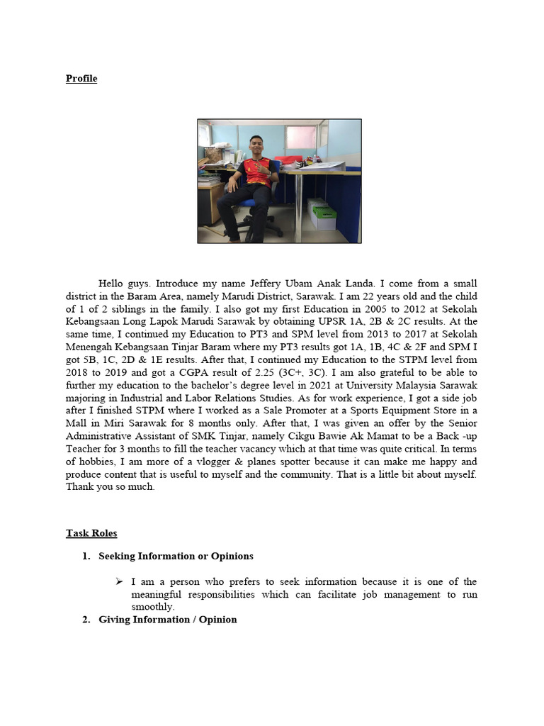 Jeffery Ubam Belbin Roles | PDF