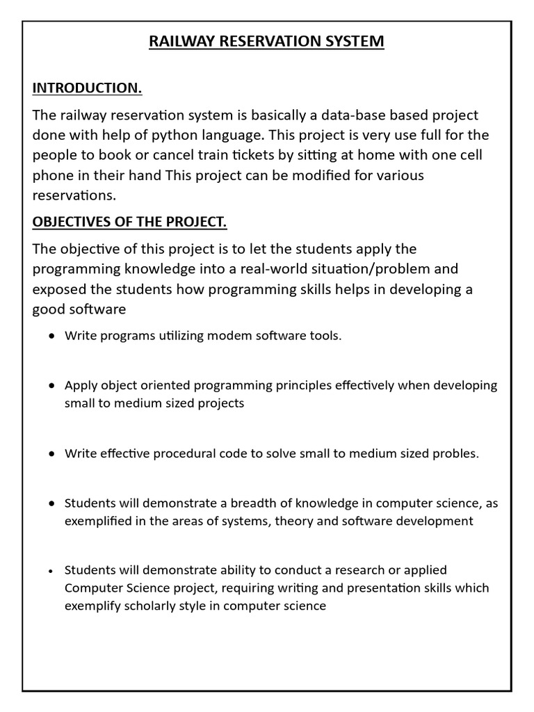 Railway Reservation System Overview | PDF | Computer Programming | Databases