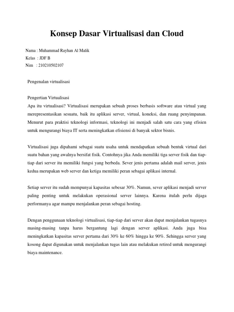 Virtualisasi & Cloud: Konsep Dasar | PDF | Bisnis