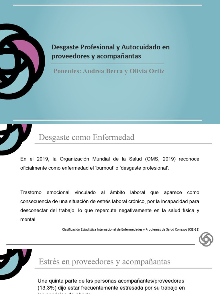 Desgaste Profesional y Autocuidado en Proveedores y Acomp. | PDF ...