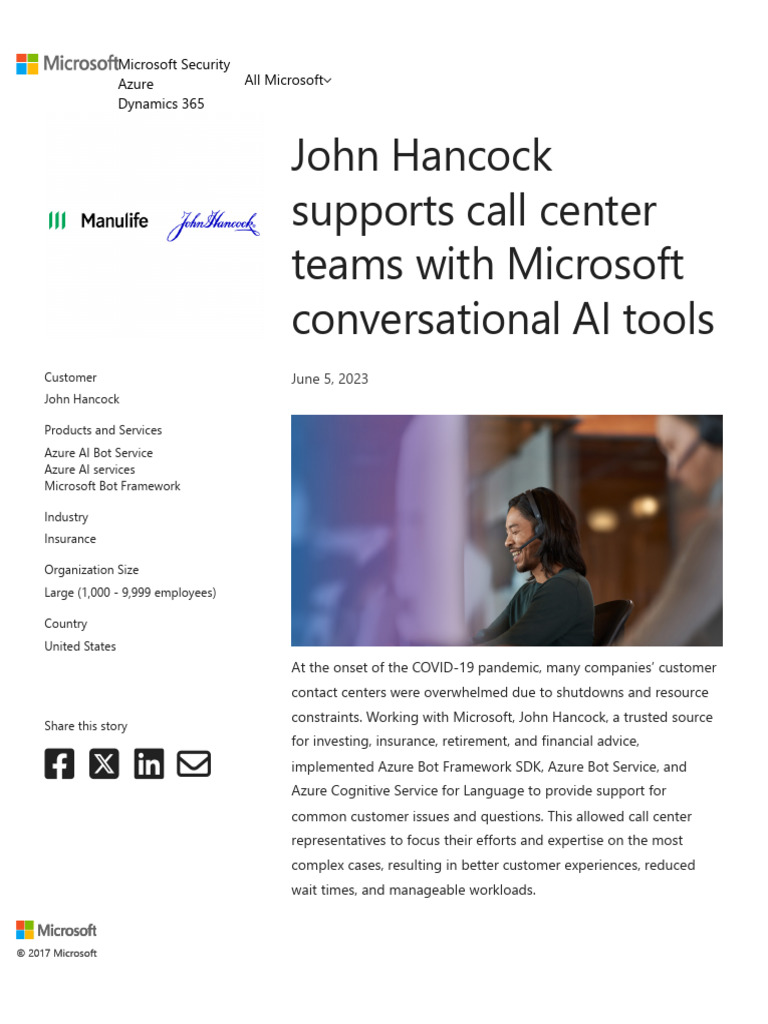 Microsoft Customer Story-John Hancock Supports Call Center Teams With Microsoft Conversational ...