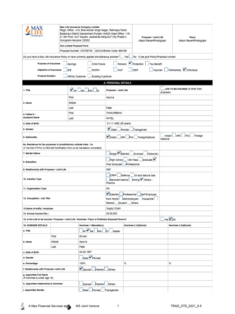 Proposal Form | PDF | Insurance | Banks