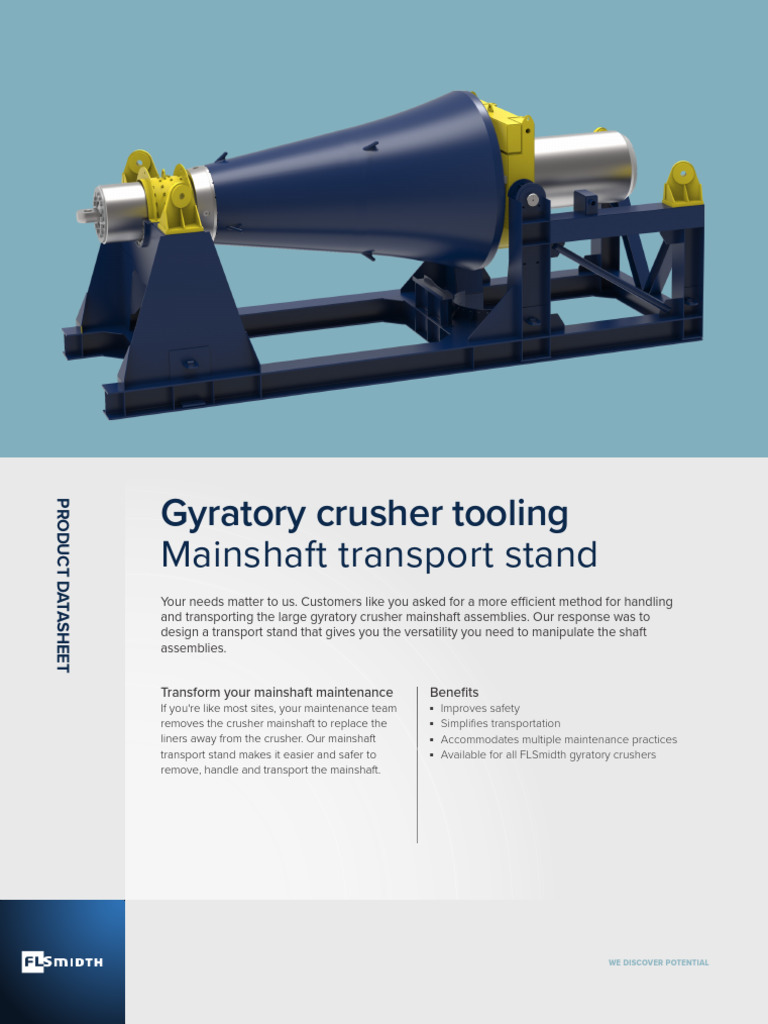 Crusher Tooling - Mainshaft Transport Stand - Product Datasheet | PDF