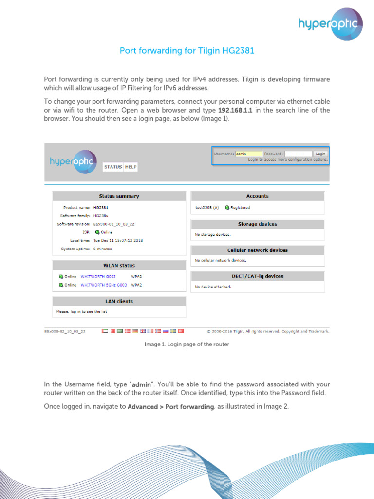 Port Forwarding and DMZ For Tilgin HG2381 | Download Free PDF | Port (Computer Networking ...