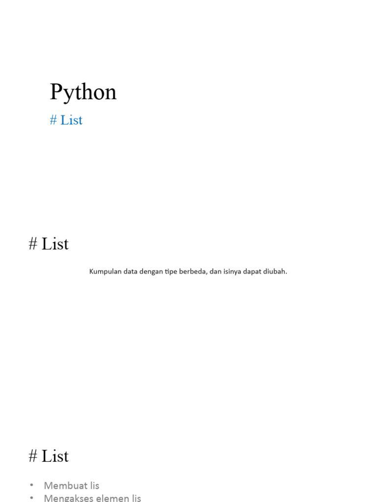 Panduan Lengkap Penggunaan List Python | PDF | Metode & Bahan Ajar