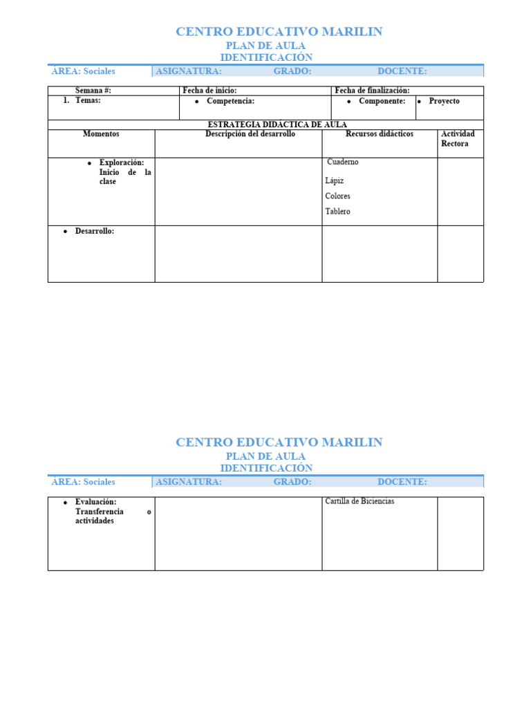 Formato de Plan de Clase 2024 Primaria | PDF | Crecimiento personal y profesional | Ciencia y ...